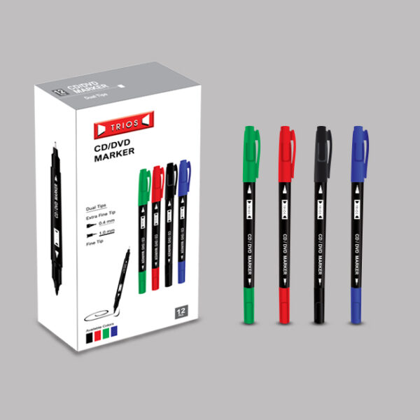 CD/DVD MARKER SET 12PC'S TRIOS ( RED/GREEN/BLUE/BLACK) - Triosqatar