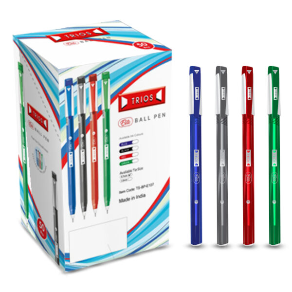 Ball Point Pen ( Black , Red, Green, Blue) TRIOS (50 Pcs) - Triosqatar
